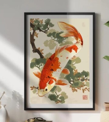 Japanese Koi Fish Print - Japanese Koi Fish - Japanese Woodblock Print ...