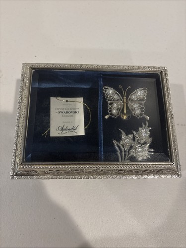 Splendid Animated Silver Butterfly MusicBox/Jewelry Box Crystallized ...
