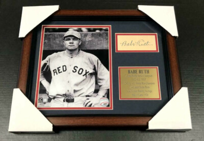 BABE RUTH Autographed Signature Facsimile Reprint Framed 8x10 Photo RED ...