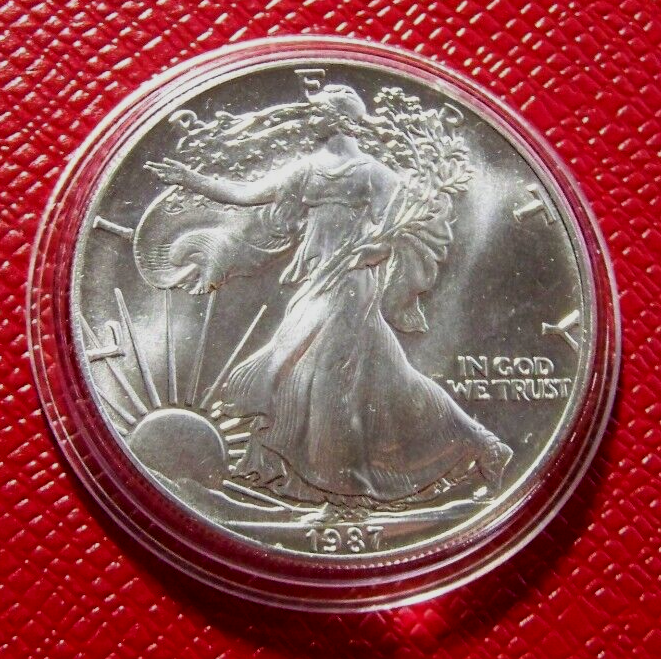 1987 American Silver Eagle $1 Coin 1 oz. .999 Silver-2nd. Year in ...