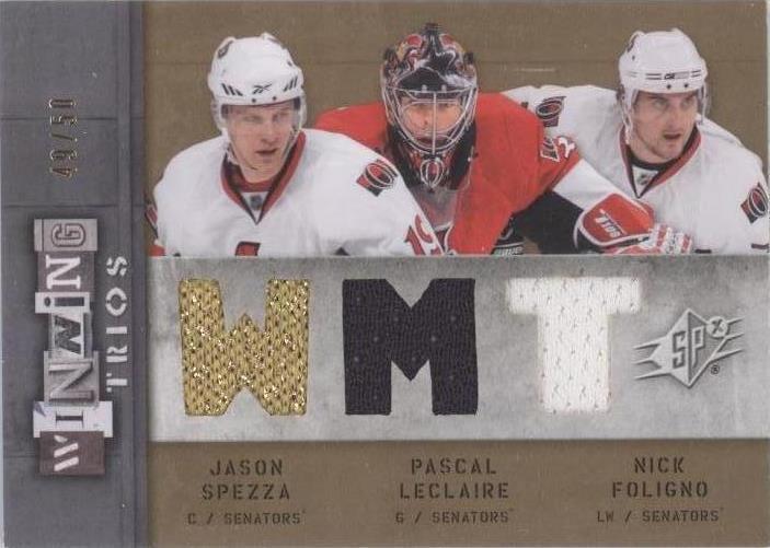 2009-10 SPx - Winning Trios Jason Spezza, Nick Foligno, Pascal Leclaire #WT-OTT /50 (MEM) for ...