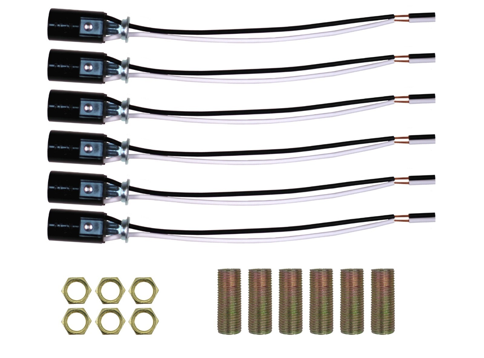 6 Pack Candelabra Bulb Sockets, E12 Lamp Holder Light Sockets, 6" Wire ...