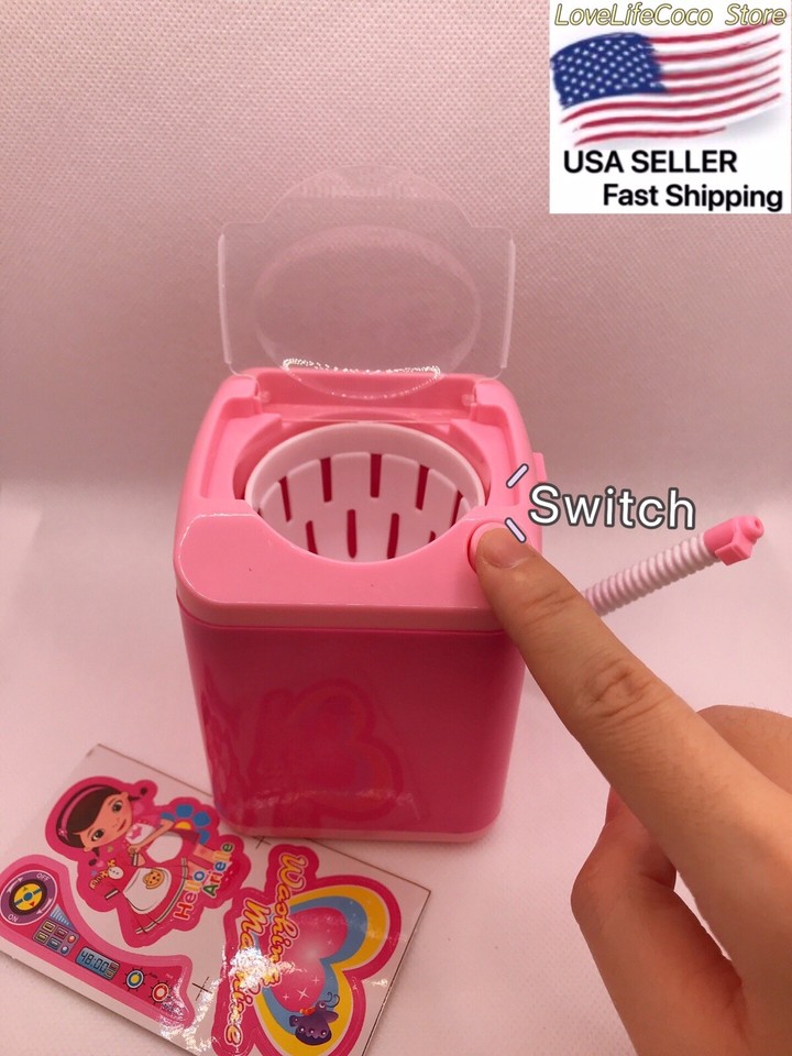 Kid Dollhouse Electric Washer Washing Machine Toy Makeup Brushes ...