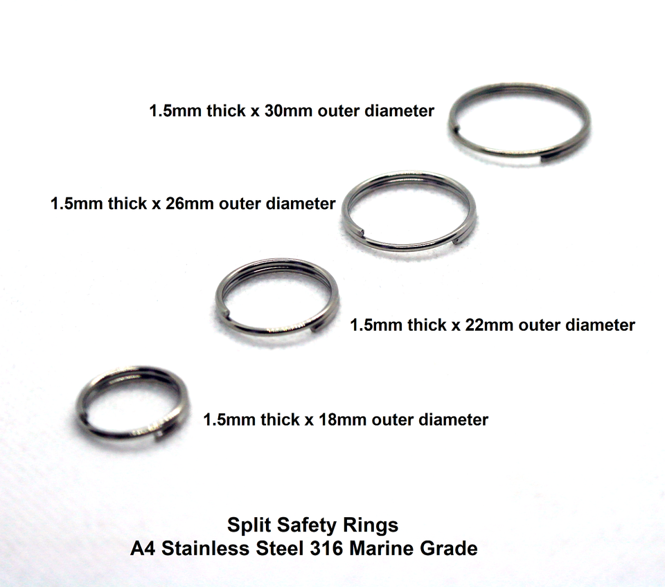 Split Round Safety Rings Marine Grade A4 Stainless Steel 316 | eBay UK