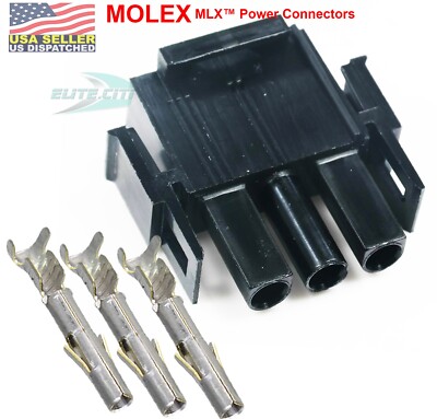 Molex MLX 3-PIN Plug 2.13mm Power Crimp Housing Latch Lock w/14-20 AWG ...