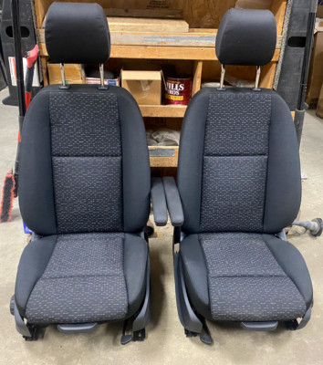 19-23 Mercedes Benz Sprinter Van Black/White Cloth Front Bucket Seats w ...