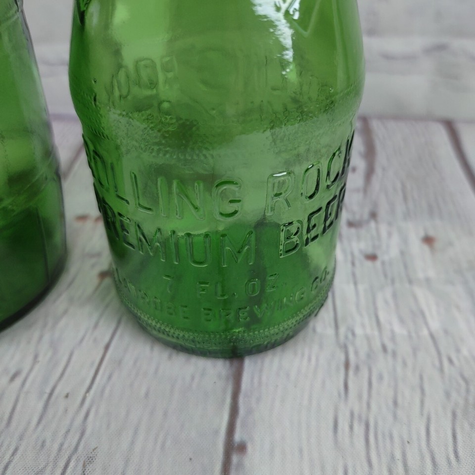 2 Vintage Green Bottles Rolling Rock Beer Bottle and Mickeys Malt ...