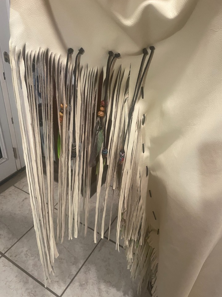 Native American Leather Dress Costume Leather Handmade Fringe Feathers ...