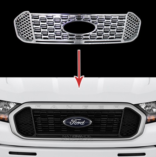for 2019-2021 Ford Ranger XL XLT Chrome Grille Cover Overlay Front ...
