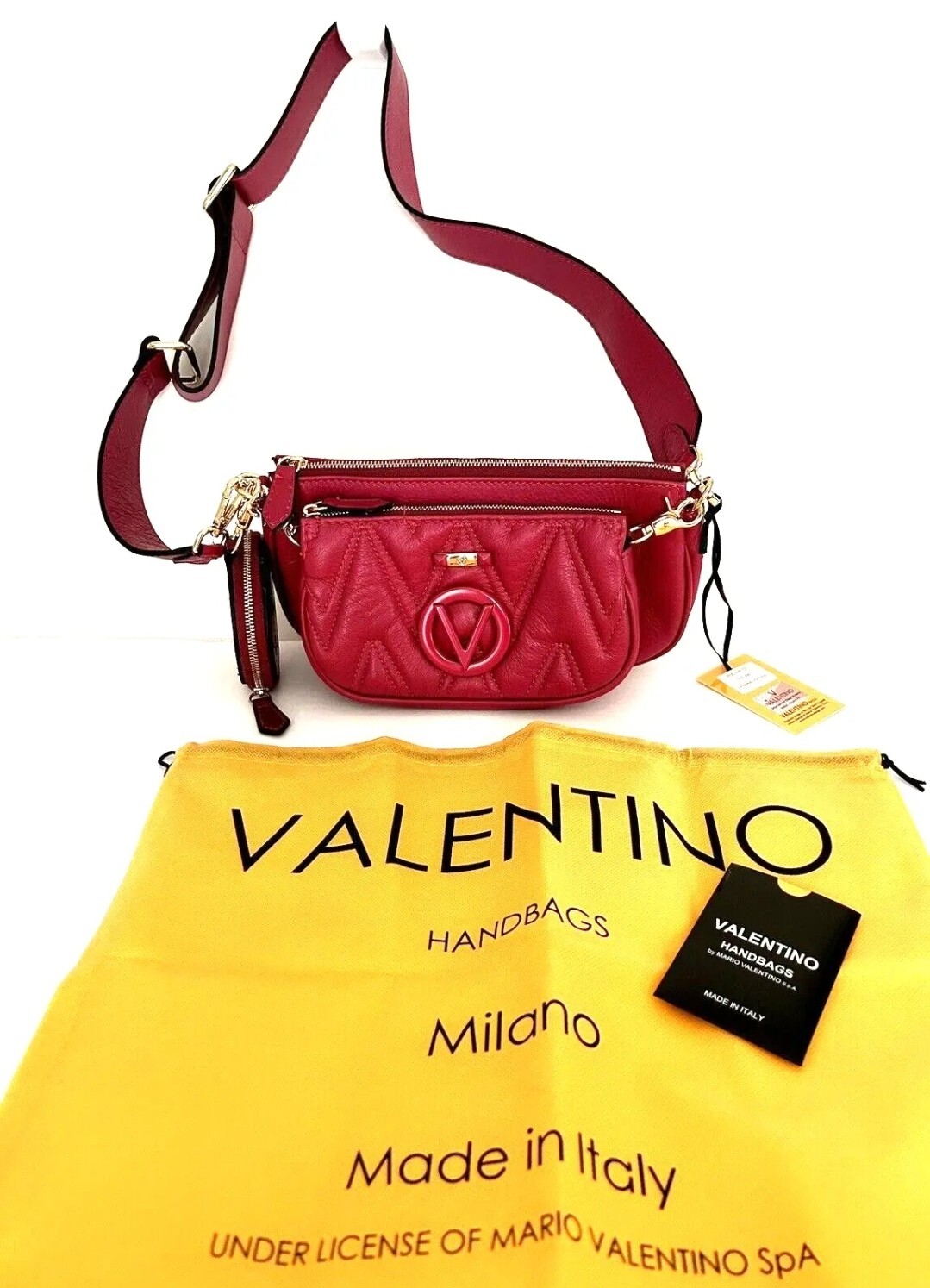 Valentino Demi 3- in-1 quilted leather shoulder bag and pouch set NEW ...