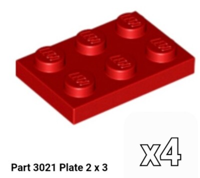 NEW LEGO Parts (x4) RED 3021 Plate 2 x 3 - 302121 | eBay