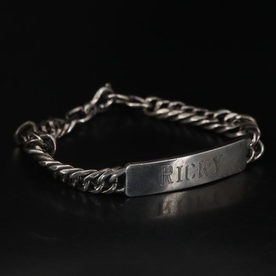 VTG Sterling Silver - KALBE WWII Engraved "Ricky" ID Name Tag 8 ...