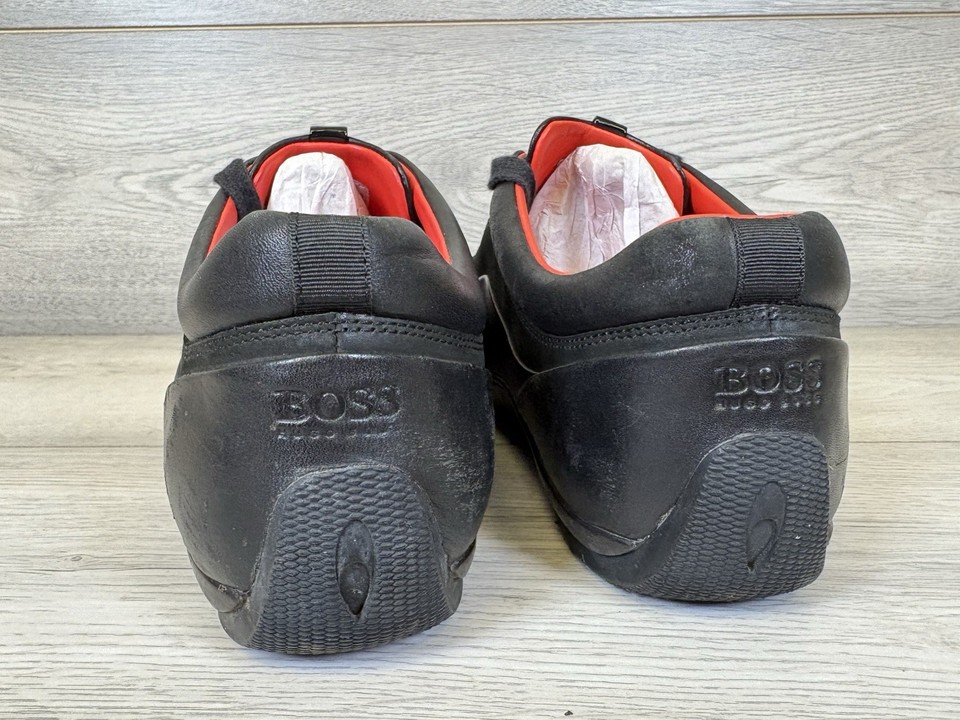 Hugo Boss Limited Edition Black Leather HB Racing Shoes Trainers Size ...