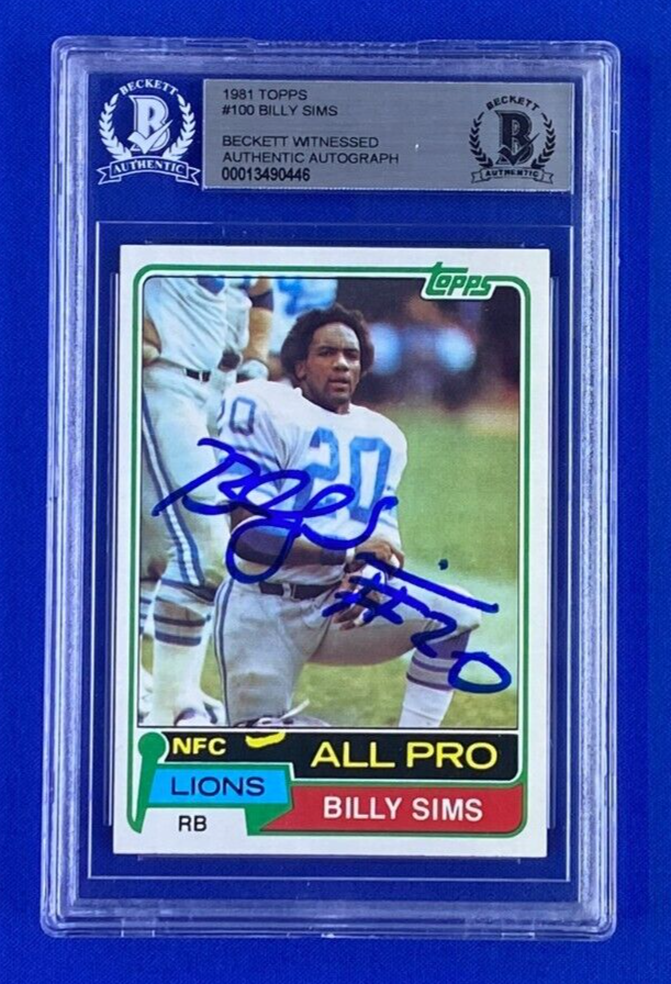 Billy Sims Autographed Signed 1981 Topps #100 Rookie Auto Bgs Beckett ...