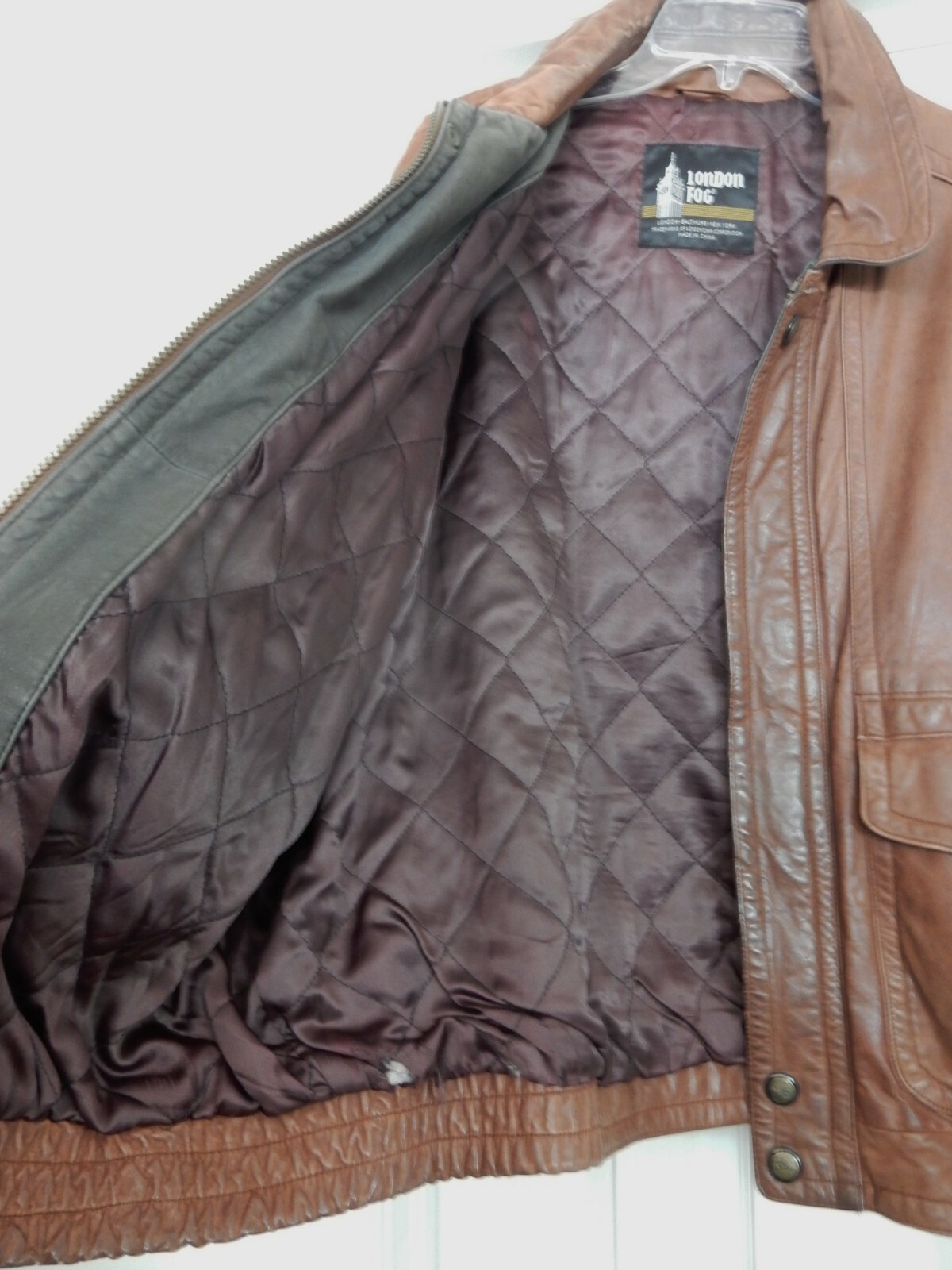 Vintage London Fog Men's Leather Jacket Coat Bomber F… - Gem