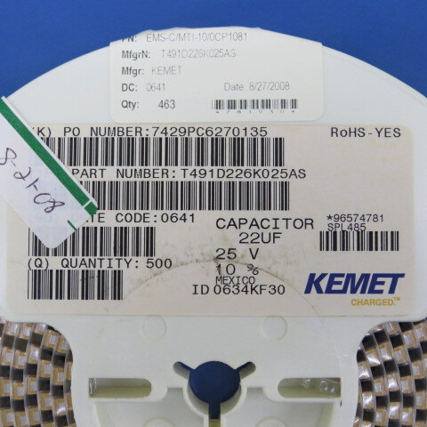 KEMET T491D226K025AS Qty of 325 per Lot CAP SMT 7343-31 TANT 22UF 25V ...