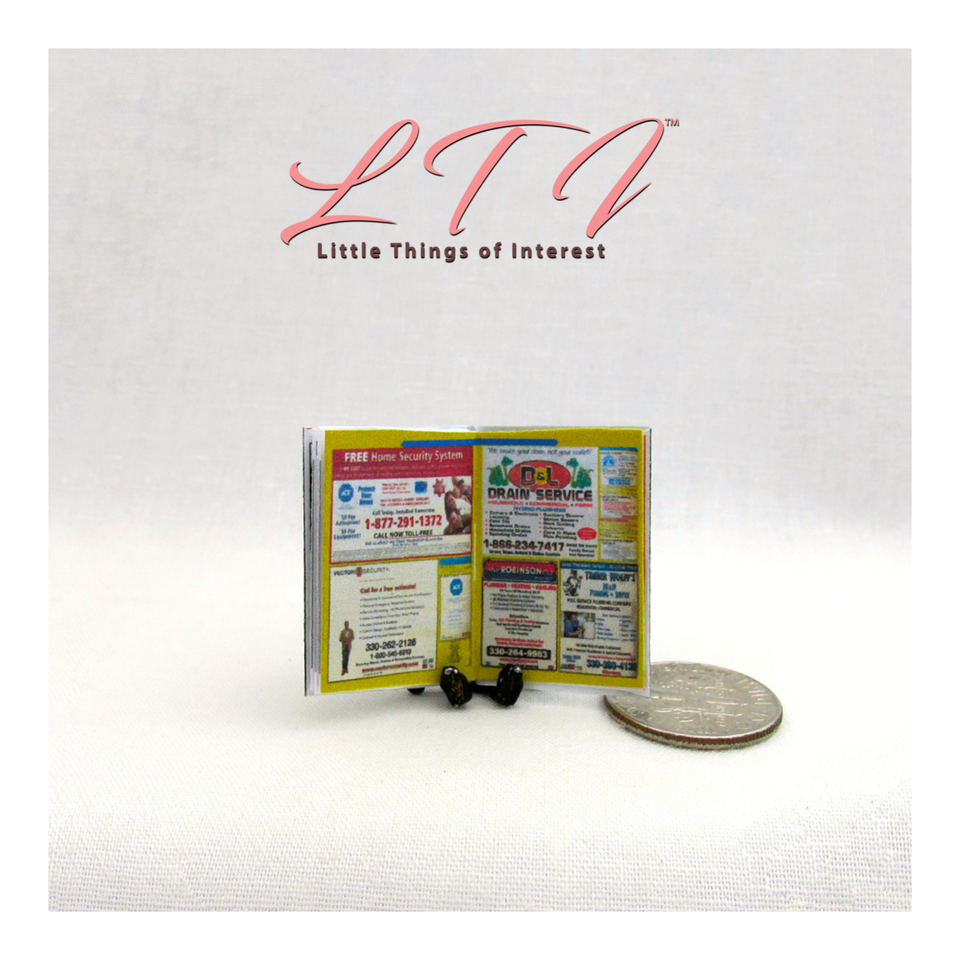 PHONE BOOK 1:12 Scale Dollhouse Miniature Book 1" Scale Telephone ...