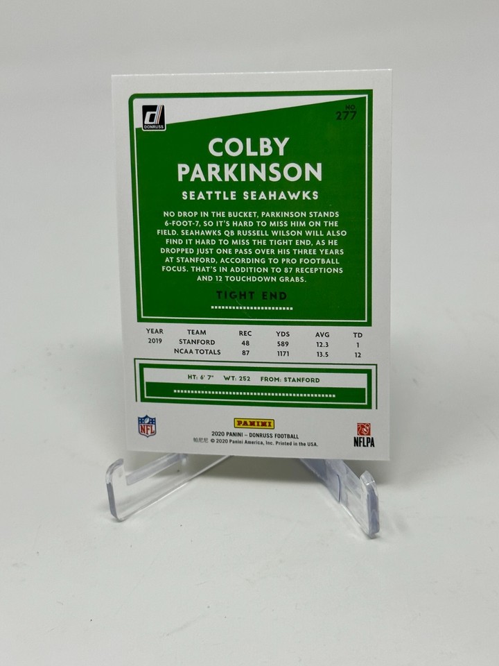 2020 Donruss Football Colby Parkinson Yellow Press Proof RC Card #277 ...