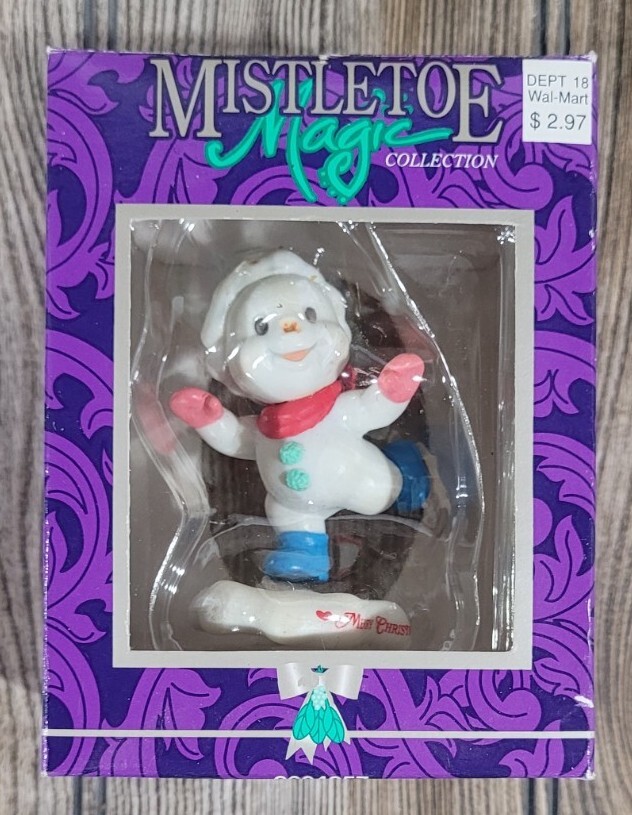 Vintage Mistletoe Magic Collection SNOWMAN ICE SKATING Christmas ...