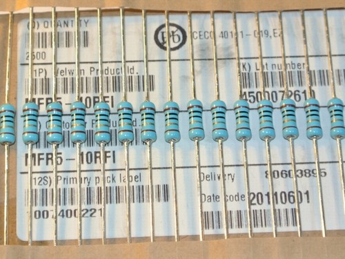 10R 1% 0.75W 3.5x9mm Welwyn Metal Film Resistor MFR5-10RFI [QTY=100pcs ...