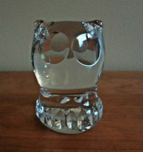 VTG Spode Glass Crystal Clear Owl Paperweight Figurine Etched Signed | eBay