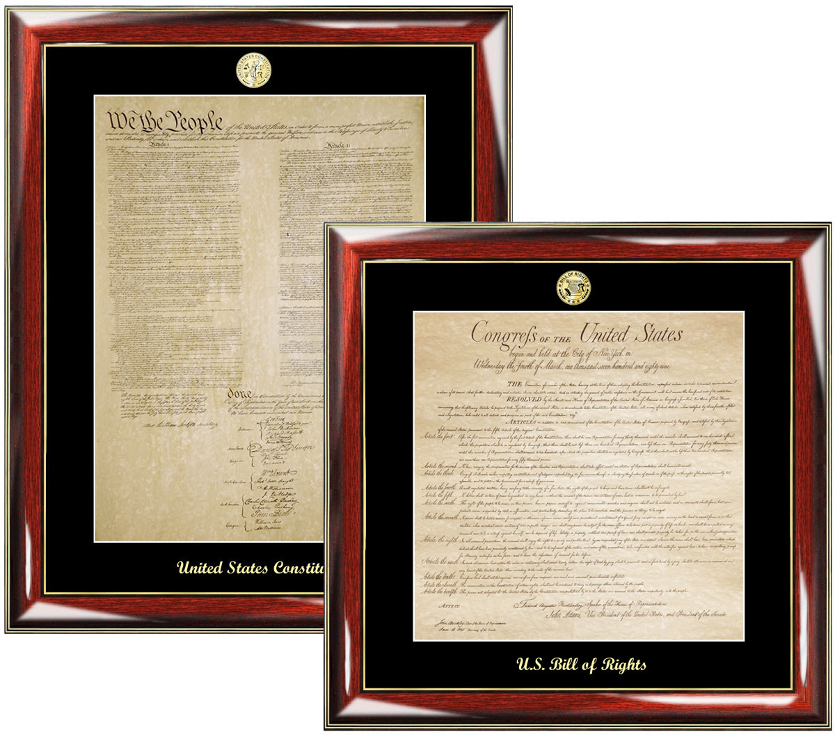 Constitution Frame Replica & Bill of Rights Print Frame Replica Set ...