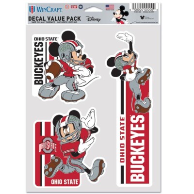 OHIO STATE BUCKEYES MICKEY MOUSE DISNEY 3-MULTI USE DECALS FAN PACK ...