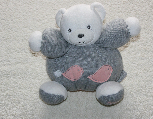 KALOO DOUDOU OURS BOULE ZEN GRIS BLANC OISEAU ROSE ETAT NEUF | eBay