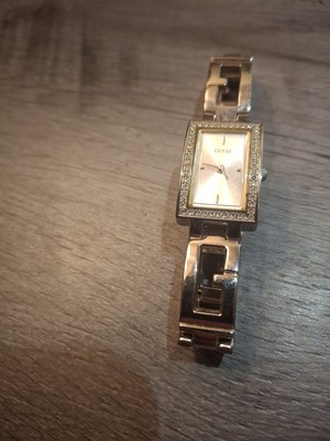 Guess Tank Watch Women 18mm Silver Tone Bling Bezel Needs A Battery | eBay