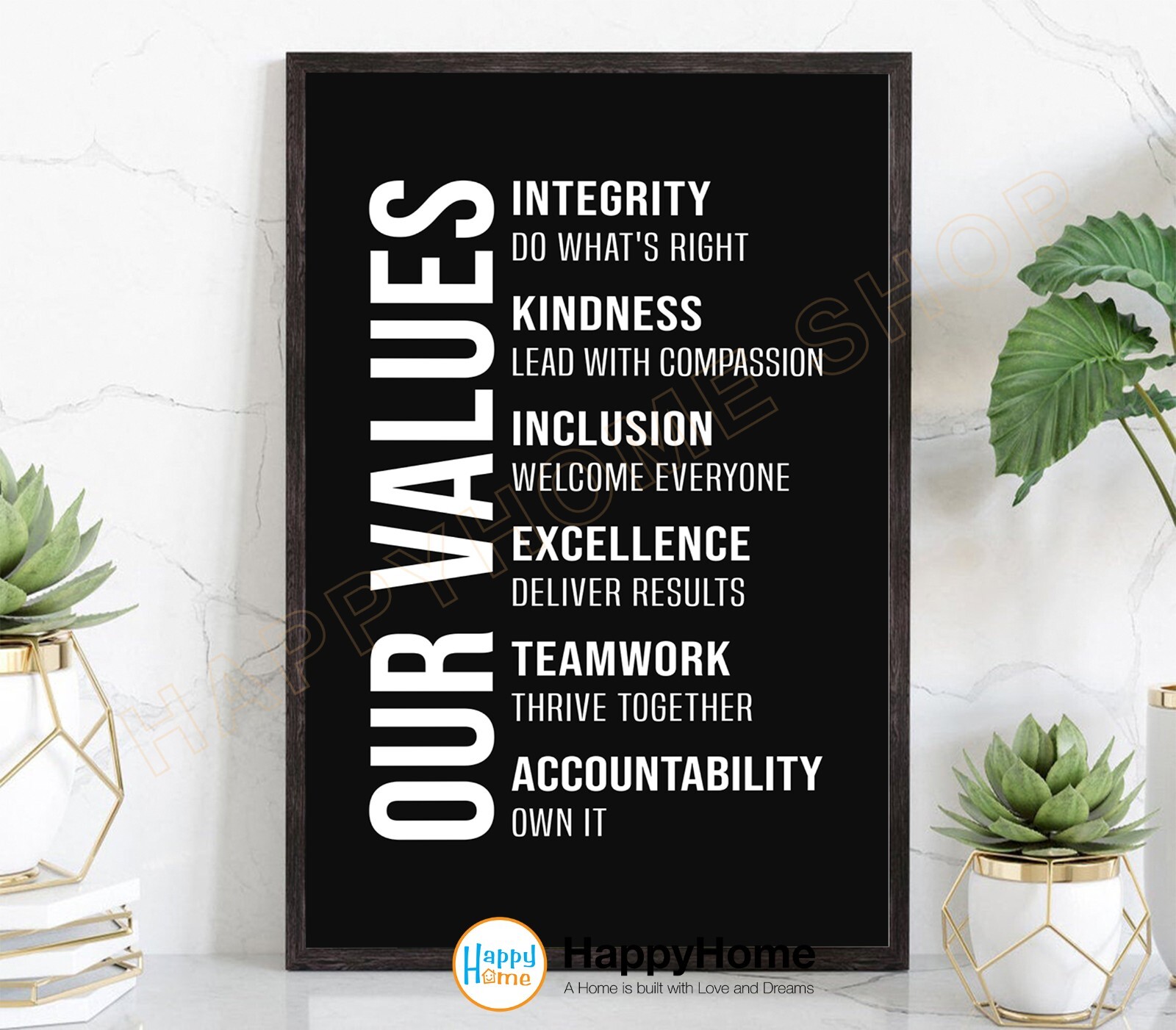 Our Values Wall Art Bussiness Core Values Office Decor Entrepreneur ...