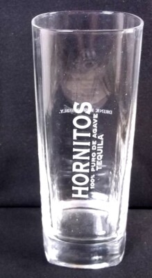 Hornitos Tequila tall glass white lettering on clear square base 12 oz ...