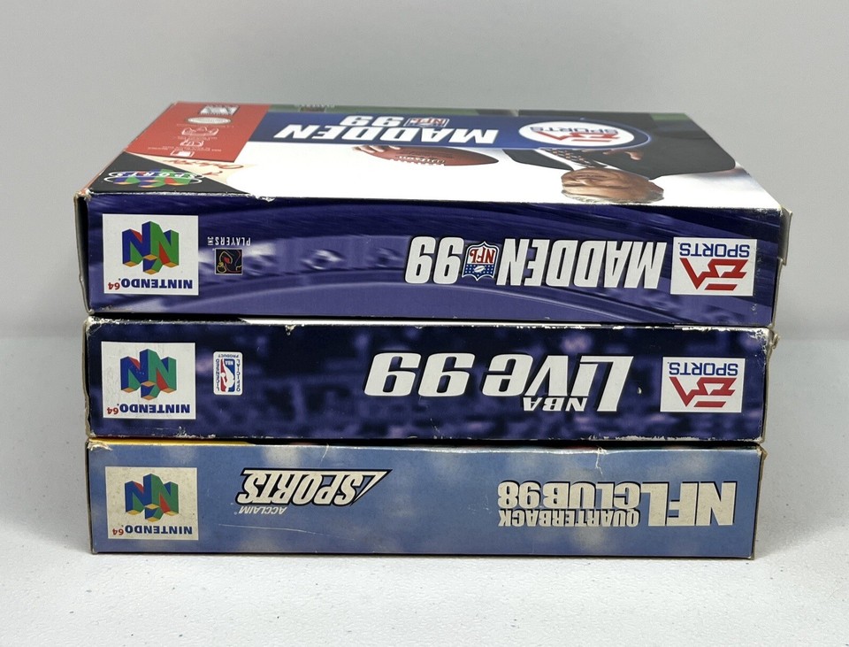 N64 Madden NFL 99, NBA Live 99, NFL Quarterback Club 98 Empty Boxes ...