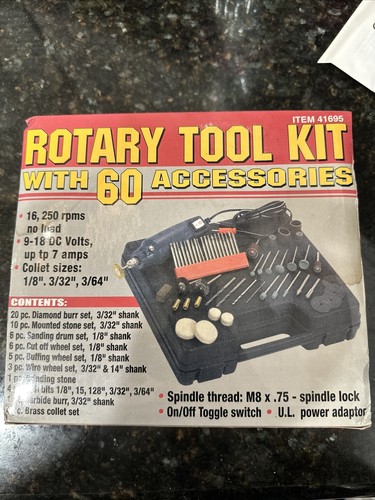 Harbor Freight Rotary Tool Kit 60 Accessories Plastic Case #41695 | eBay