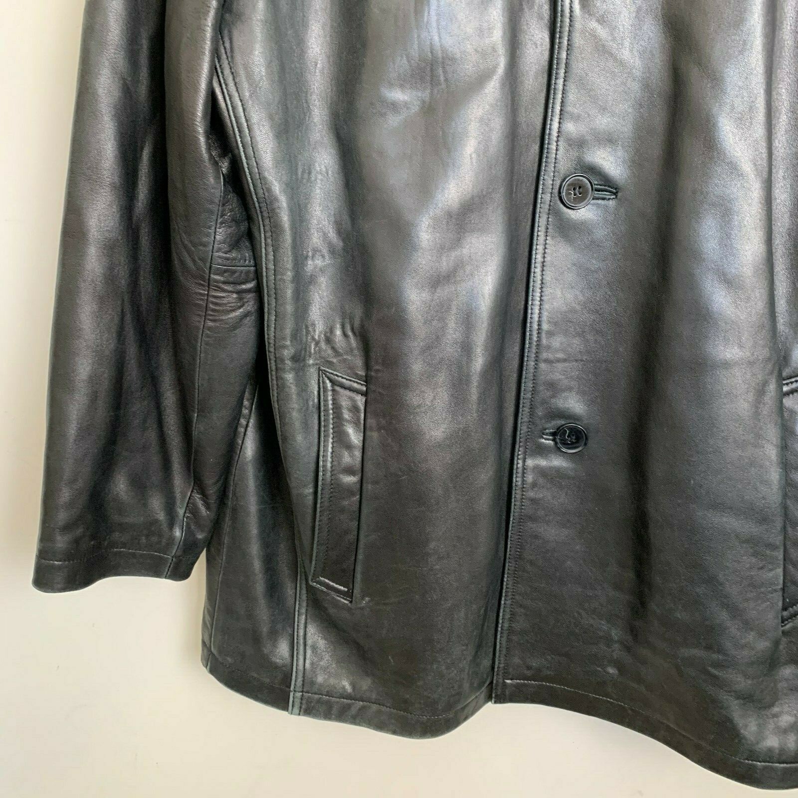 Wilsons Mens Pelle Studio Jacket Black Leather Button… - Gem