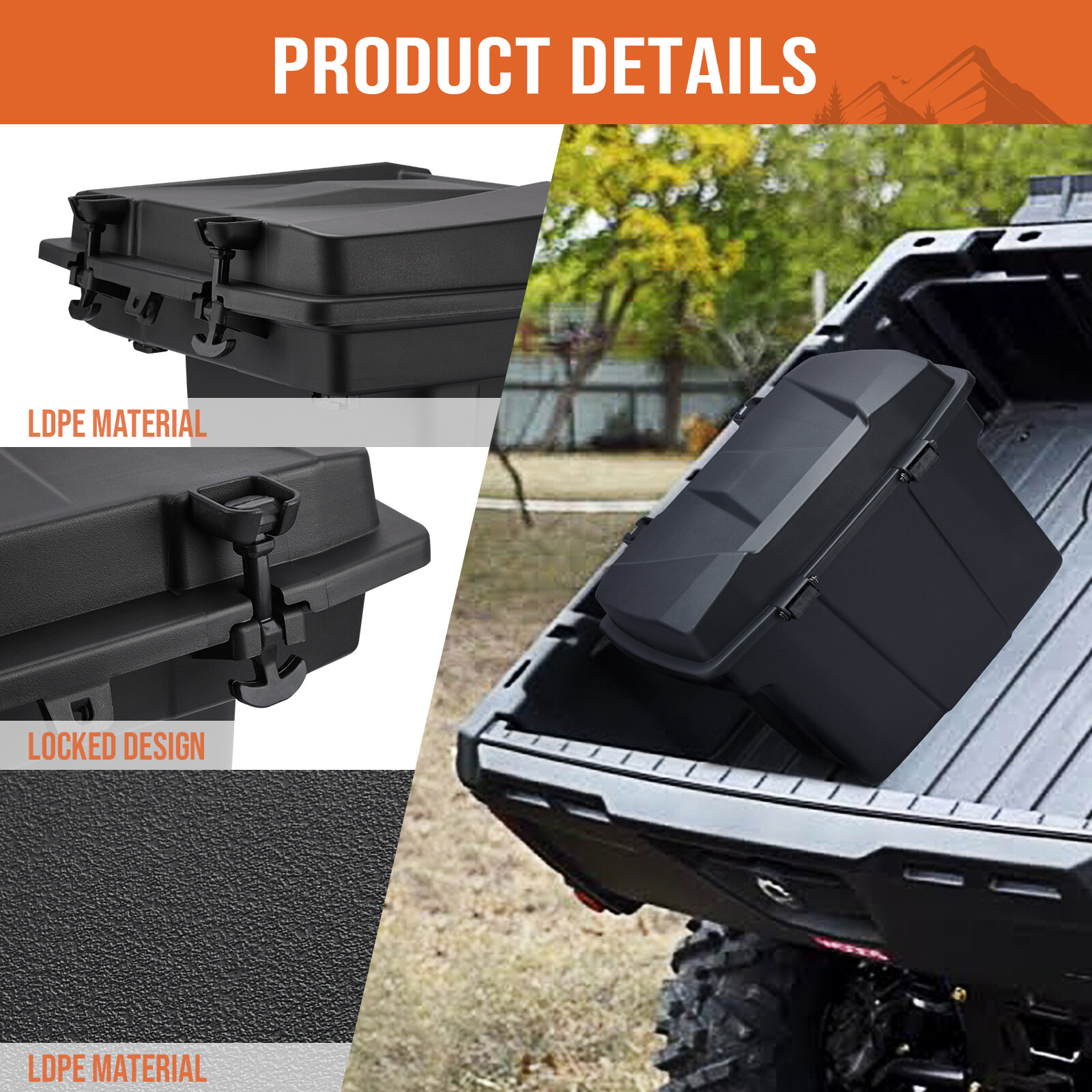Cargo Storage Bed Box For Can Am Defender HD5/ HD8/ HD10 MAX Commander ...