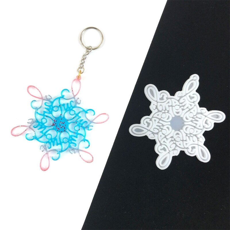 Snowflake Keychains DIY Epoxy Craft Necklace Keychain Jewelry Mold Gift ...