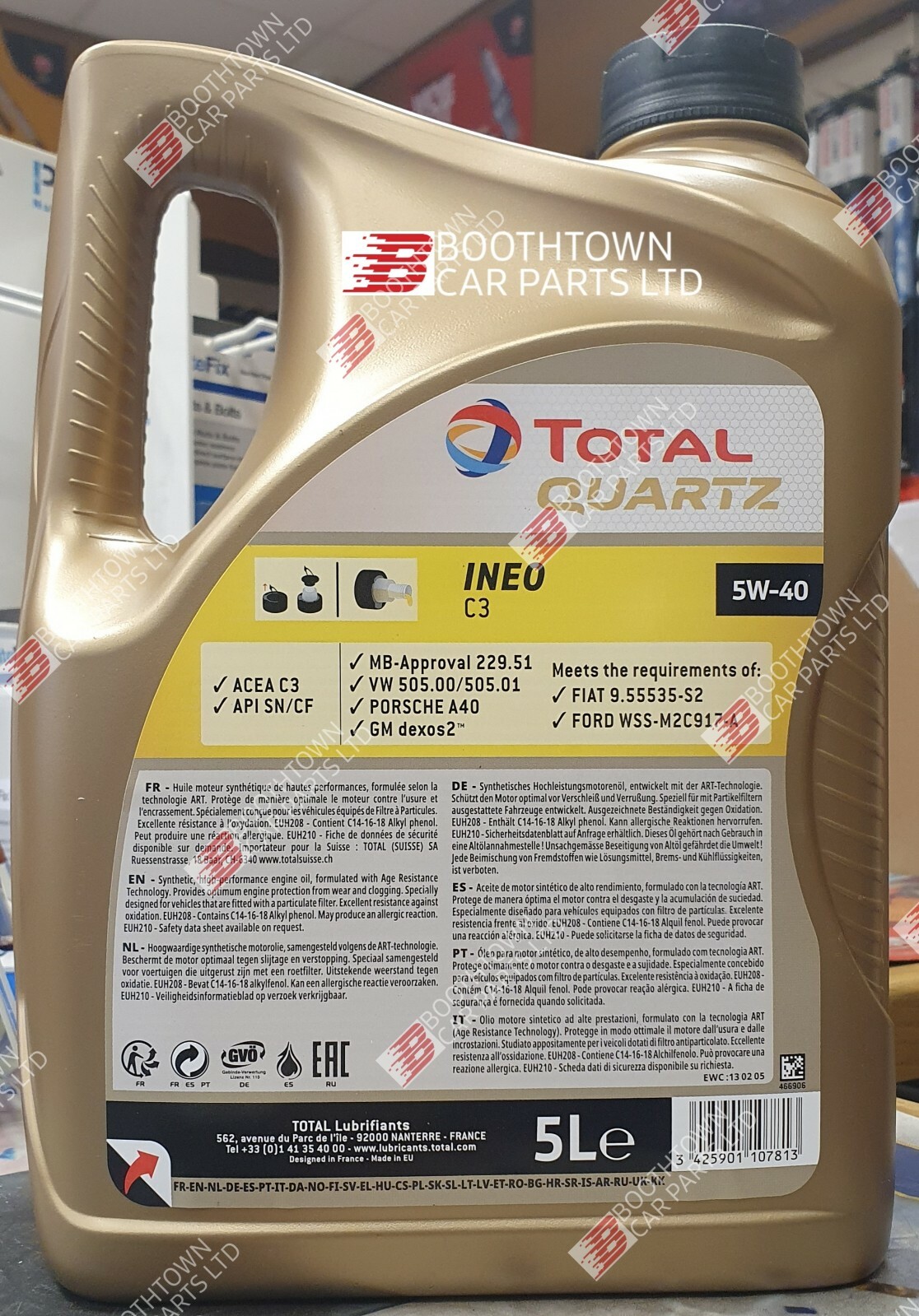 Total Quartz Ineo C3 5W-40 Engine Oil VW 505.00, VW 505.01, Dexos2™, 5 ...