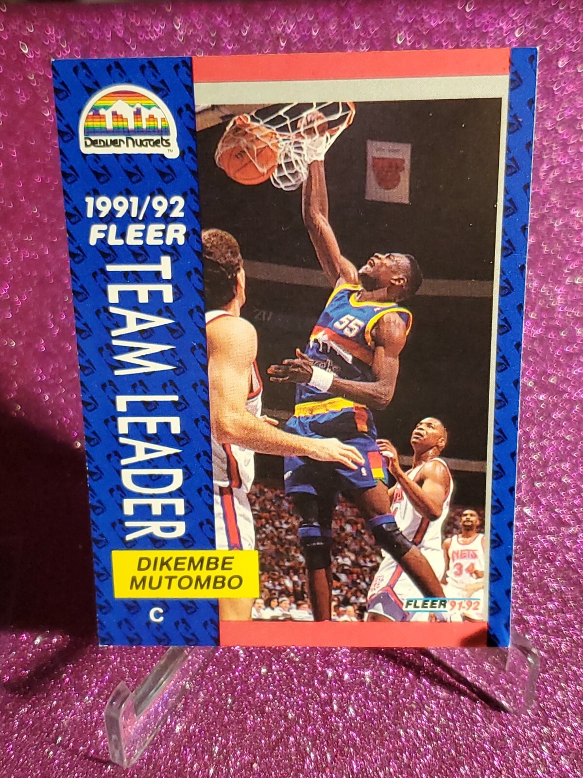 1991-92 Fleer #378 Dikembe Mutombo Denver Nuggets Team Leader | eBay
