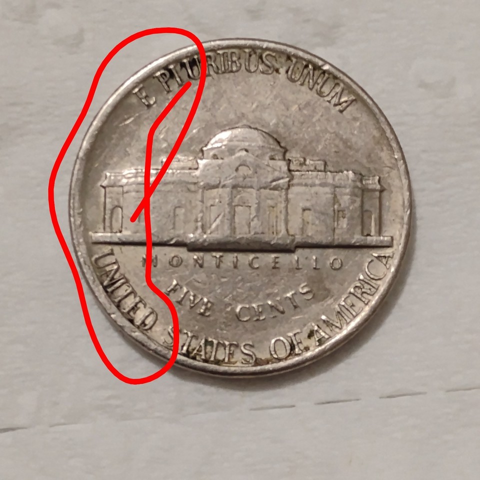 1979 d jefferson nickel with errors on obv and rev filled in mint mark ...