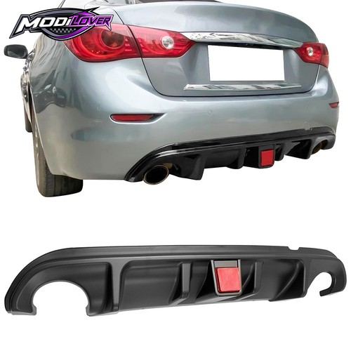 Fit 14-17 Infiniti Q50 Rear Diffuser Lip LED W/Brake Light PP Matte ...