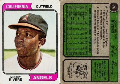 1974 Topps Baseball Card #76 Mickey Rivers | eBay
