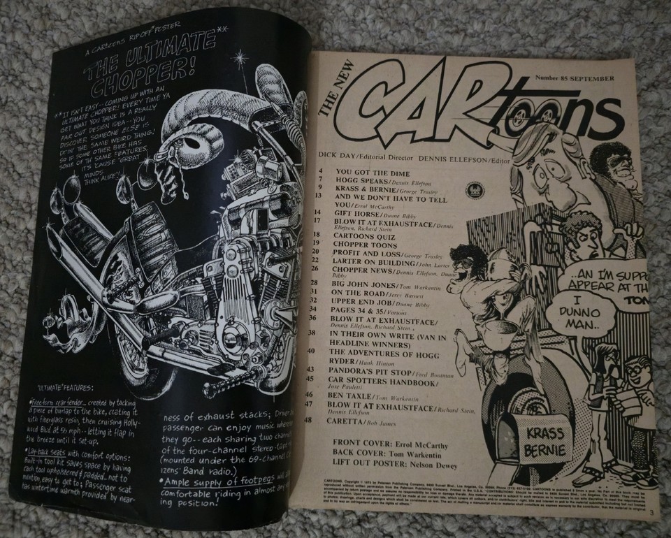 CARtoons Magazine #85 Sept 1975 Chopper Poster Krass & Bernie Errol ...