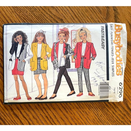 UNCUT Vintage 1990s Butterick 6290 Sewing Pattern Size 7-10 Blazer ...