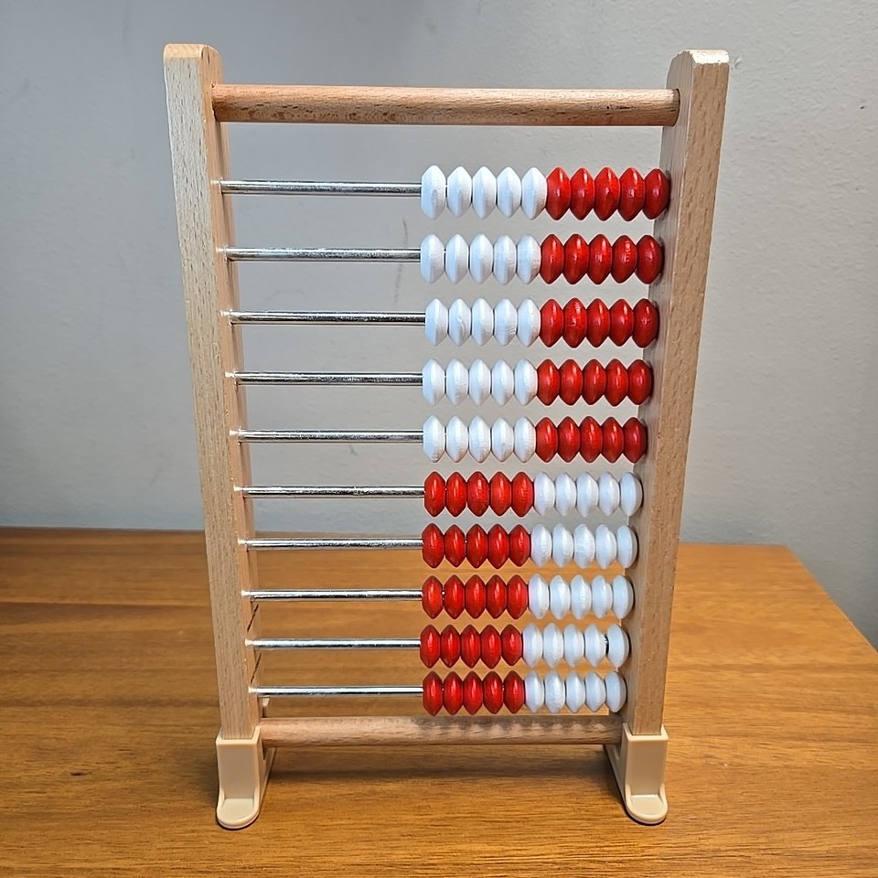 Mini 100 Bead Wooden Abacus for Kids Math, Manipulatives, Kindergarten ...
