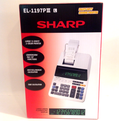 Sharp EL-1197PIII Desktop Calculator 12-Digit Heavy Duty 2 Color Ribbon ...
