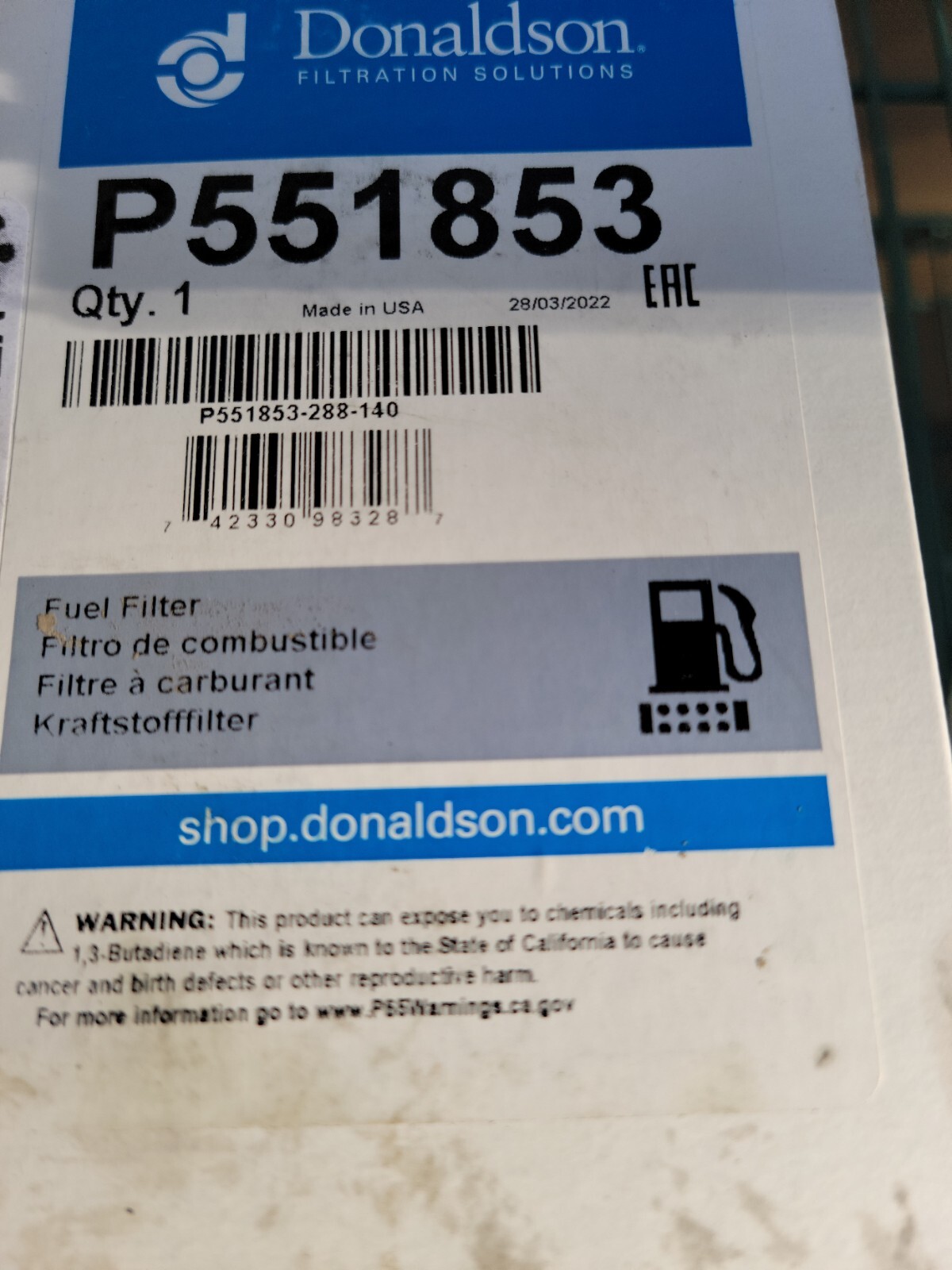 P551853 Donaldson Fuel / Water Separator for sale online | eBay
