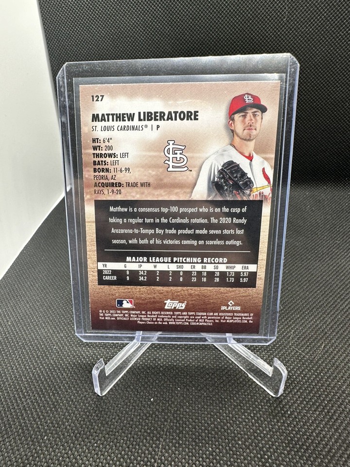2023 Topps Stadium Club 127 Matthew Liberatore - St. Louis Cardinals RC ...