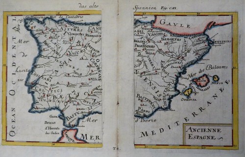 Ancient Spain Roman Empire Hispania Celt-Iberian Tribes 1686 Mallet map ...