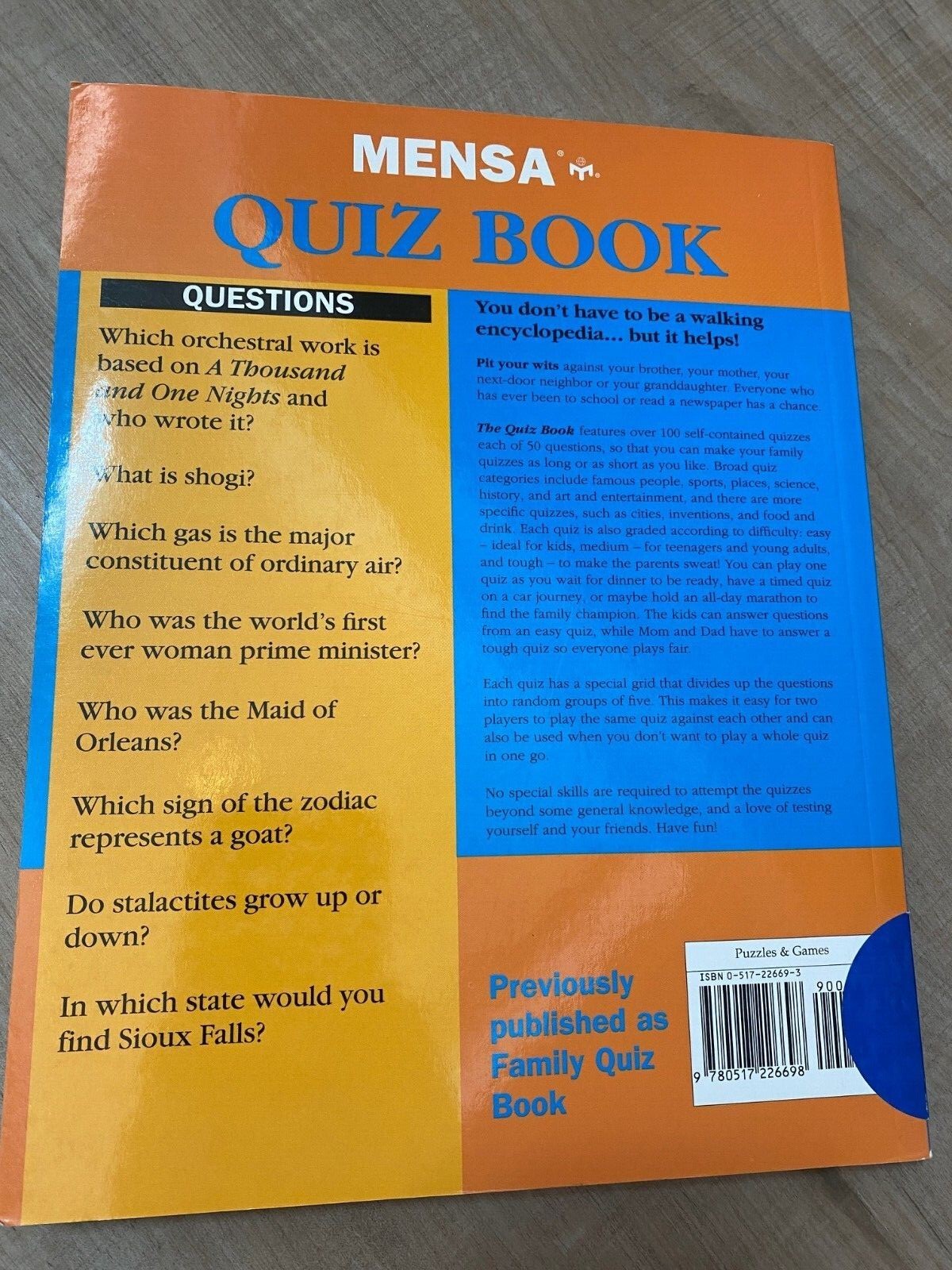 Mensa Quiz Book by Robert Allen 9780517226698| eBay