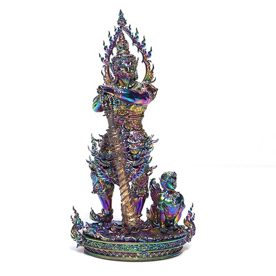 Thai Amulet Thao Wessuwan Kuvera 4" Tall Statue Bronze Titanium Wat Bo ...